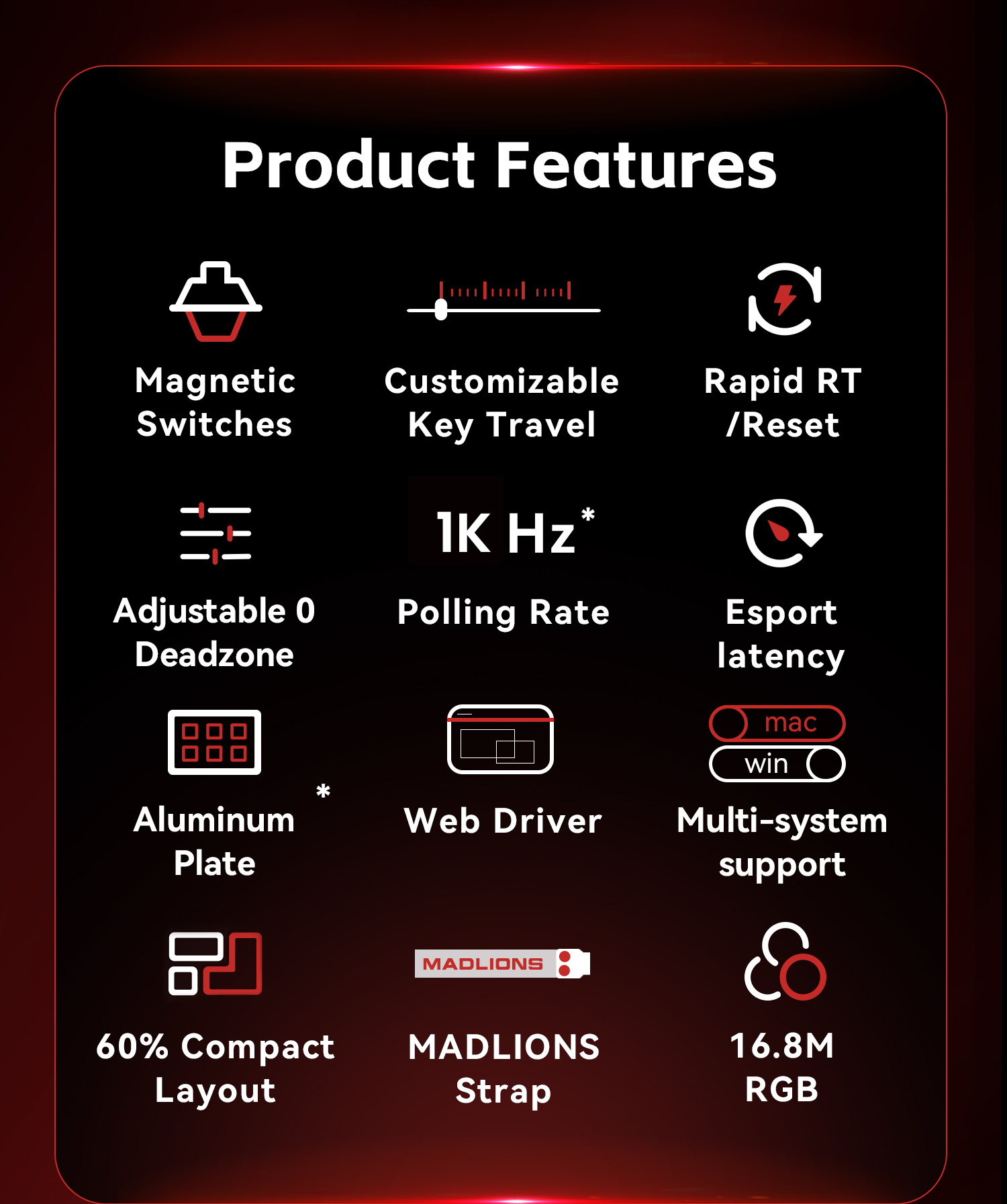 Madlions MAD60 HE PRO 60% Hall Effect Custom Gaming Keyboard – Mecha ...